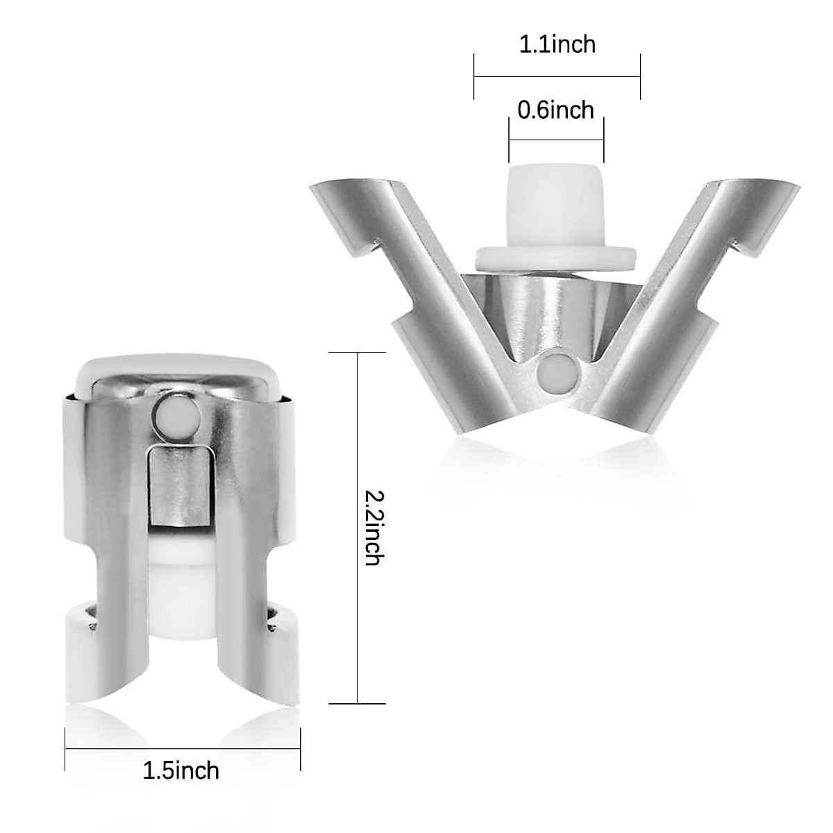 DLAND 3 Pack Stainless Steel Champagne Stopper, Bottle Sealer, Airtight and Leak-proof Stopper Protector (Silver,Black,Rose Gold)