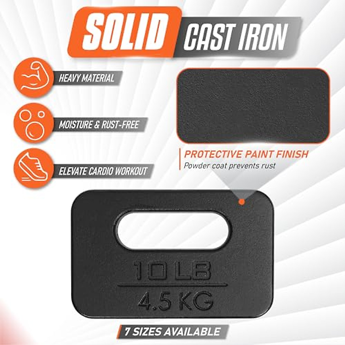 Yes4All Cast Iron Ruck Plate, Weighted Plate for Rucking, Swings, Squat, Strength Training, Fitness Workout, and Home Exercises - 10LBS