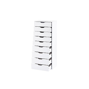Naomi Home 9 Drawer Dresser for Bedroom, Stylish Tall Makeup Dressers, Storage Shelves, Small Dresser for Closet with 200 lbs Capacity - White