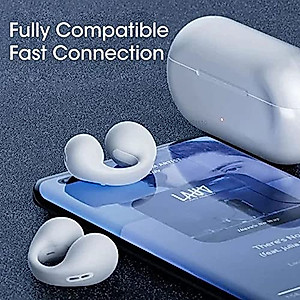 RMHXCC Wireless Ear Clip Bone Conduction Headphones,Open Ear Headphones,Wireless Earbuds with Earhooks,Mini Bone Conduction Waterproof Bluetooth Open Ear Earbuds for Cycling Driving Running (Black)