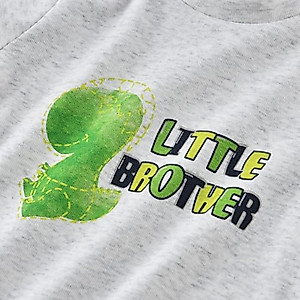 WAWSAM Little Brother Saurus Bodysuit Baby Boys’ Dinosaur Newborn Romper Gift (Light Grey, 0-3 Months)