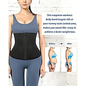 Reamphy Waist Trainer Corset Women Workout Trimmer Sweat Sports Girdle Belt Body Shaper (Black,L)