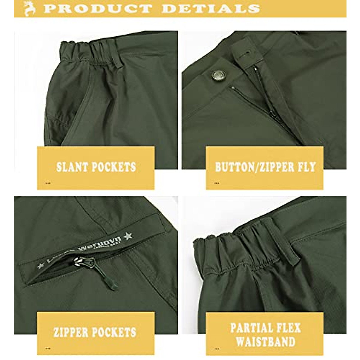 Men's Outdoor Stretch Quick Drying Cargo Pockets Hiking Camping Fishing Athletic Shorts with Multi Pockets Army Military