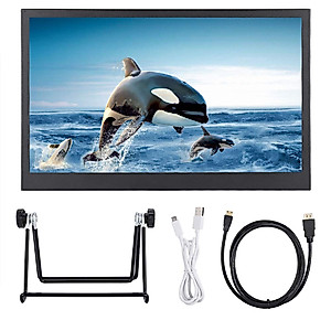 ASHATA Portable Monitor, 13.3 inch 1920x1080 FHD HDR Display with Bracket, Gaming Monitor for PS3 Switch/for 360, Micro and 3.5mm Port, DC 12V or Micro USB 5V Power