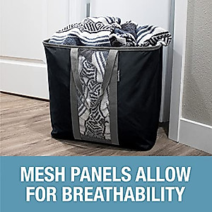 CleverMade Collapsible Laundry Basket, Large Foldable Clothes Hamper Bag, Laundry Tote with Divider XL Pop-Up Caddy with Handles & Divider, Black/Charcoal - Pack of 2