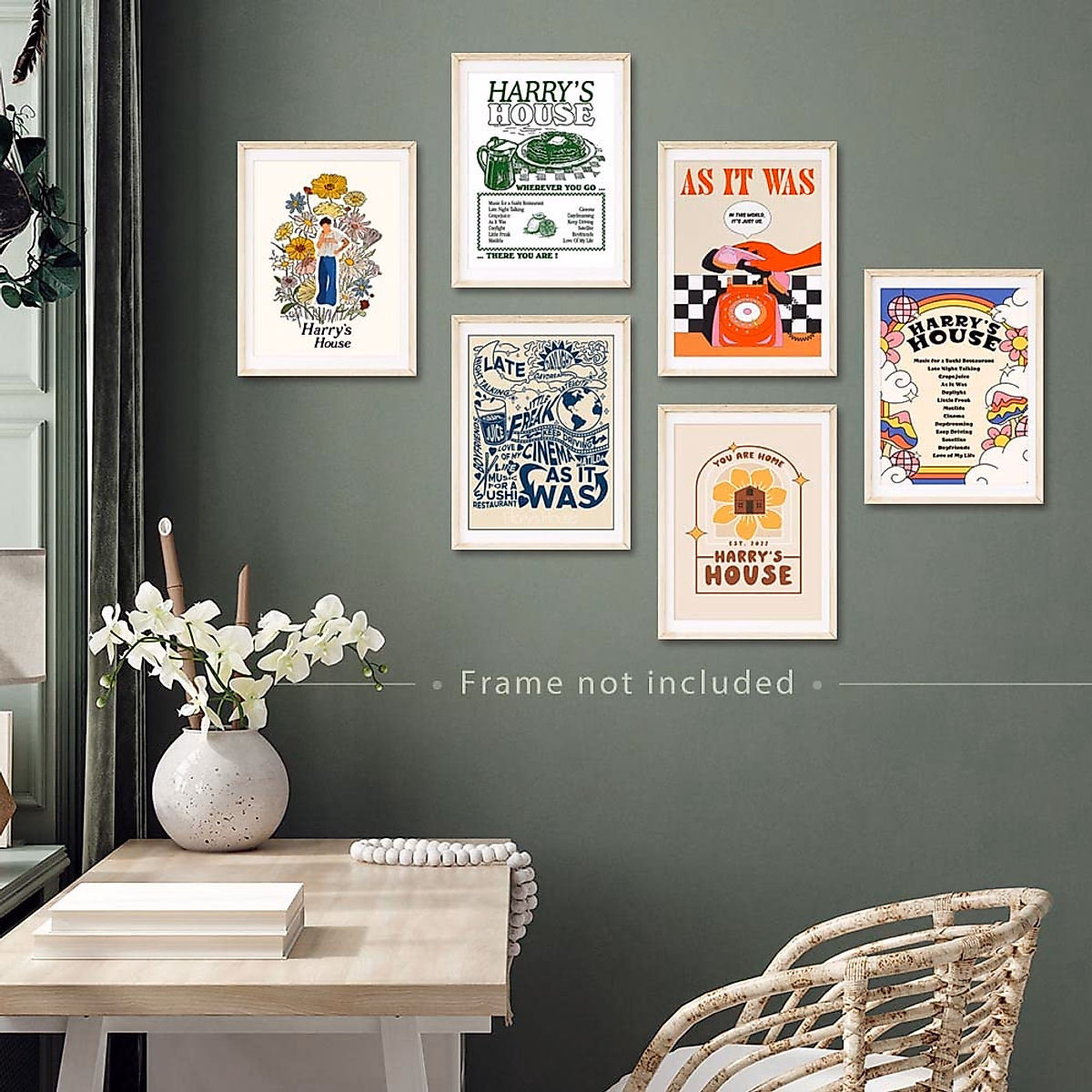 Harry Poster Style Canvas Painting Room Aesthetic Decoration for Boys and Girls Dormitory Bedroom Music Album Gift (12x16 inches x 6 pieces)