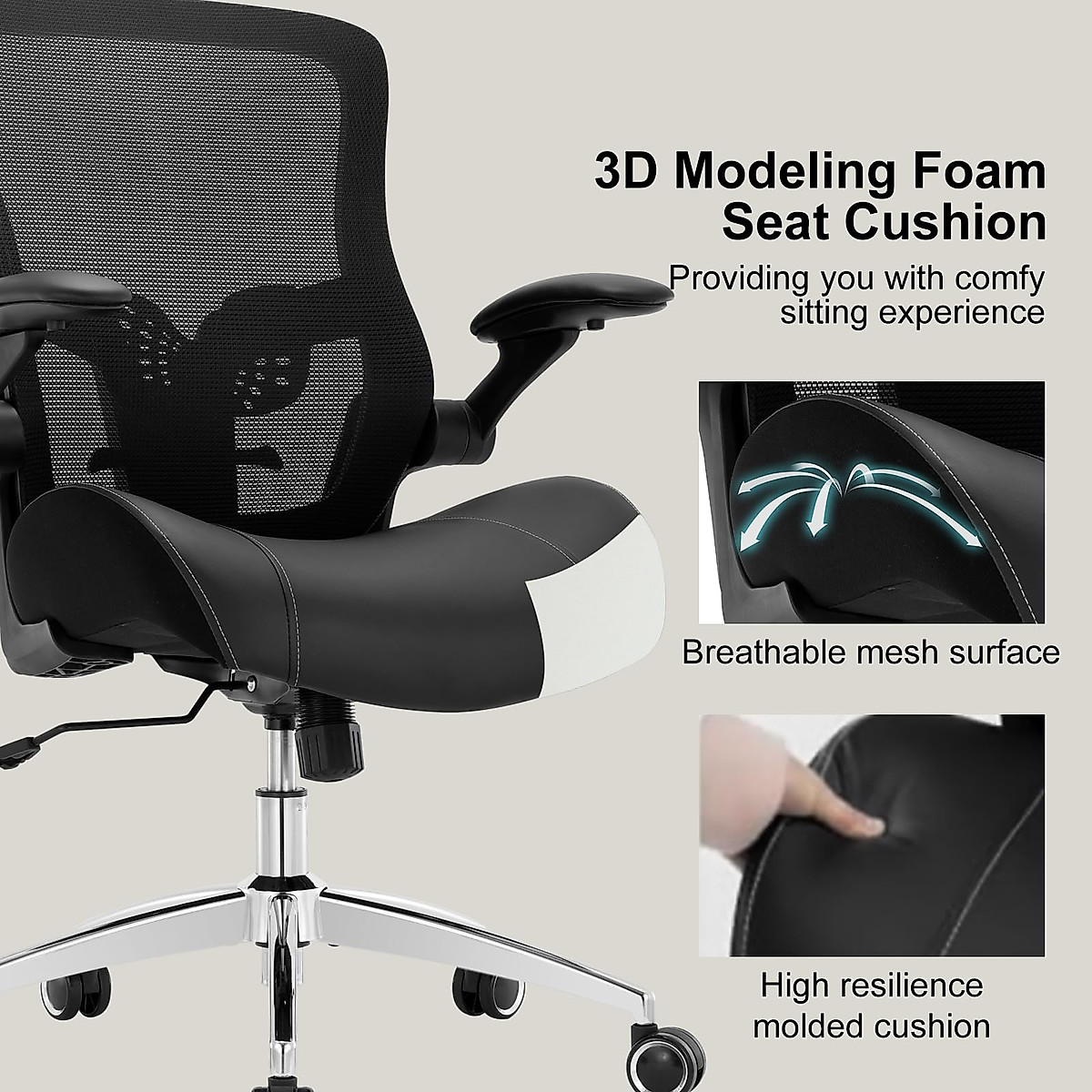 Luckyear Office Chair Ergonomic Desk Chair-400lbs Big and Tall Heavy Duty, Wide & Soft 3D Modeling Foam Cushion Home Office Desk Chair with Adjustable Seat Height, Executive Computer Task Chair