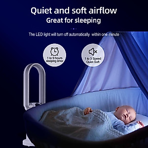 Ocean Loong 1500W Space Heater & Bladeless Tower Fan for Bedroom Home Office, Eco Ceramic Heater with Adjustable Thermostat, 120°Oscillating & Tilt Head, Remote, Timer, Table Fan AB01H (White)