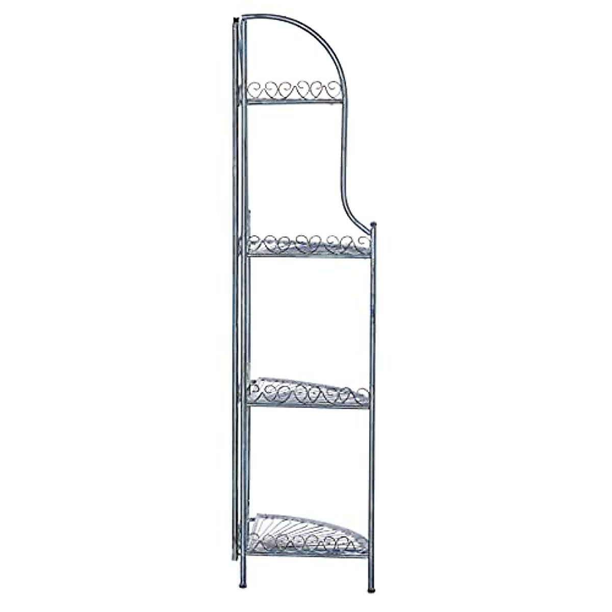 SAFAVIEH PAT5013C Outdoor Collection Abarrane Antique Blue Wrought Iron 4-Tier Corner Shelf