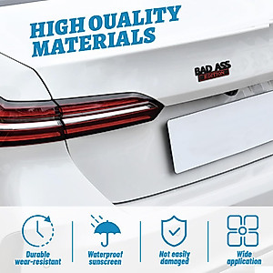 Zufoty Car Body Sticker, 3D Fender Badge Decal Car Sticker, Car Modification Label, 3D Letters Front Hood Badass Emblem Car Exterior Emblems Replacement Accessories Universal for Car Motorcycle SUV