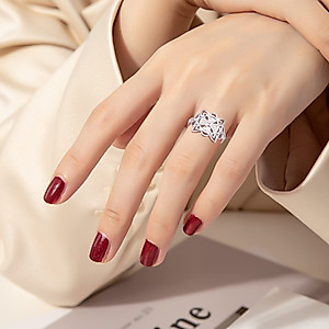 FLYOW 925 Sterling Silver Good Luck Irish Jewelry Celtic Quaternary Wiccan Witches Knot Ring for Women, Size 9