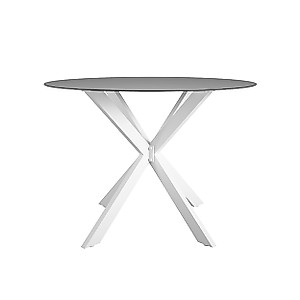 CosmoLiving by Cosmopolitan 88289WHGE Circi Collection Dining Table with Glass Top, White