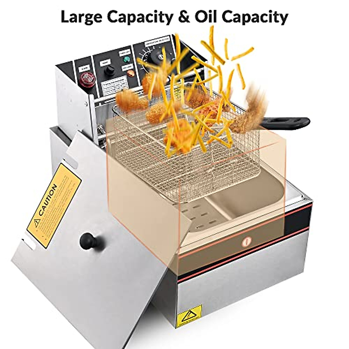 WeChef Electric Deep Fryer with Basket 2500W 12.7 Qt Countertop Stainless Steel Frying Machine Commercial Home Chicken Funnel Cake Bar