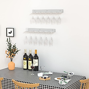 Hexsonhoma Champagne Wall Holer for Party 50, Clear Acrylic Wall Mounted Wine Glass Holder, Under Cabinet Wine Glass Holder Rack (6 Glasses 2 Pack)