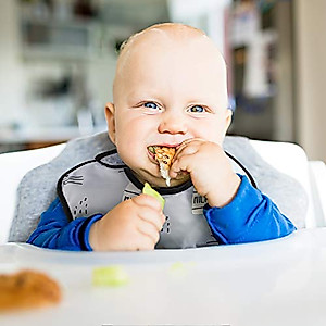 Baby Waterproof Adjustable Smock Bib for Feeding with Crumb Catcher Pocket, Sleeveless Plastic Eating Weaning Bib Set for Infants and Toddlers (4 Packs, 6-36 Months)