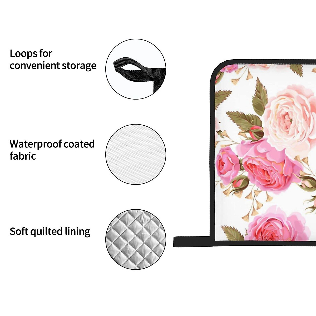 YILEQUAN Floral Flower Rose Pink Print Oven Mitts and Pot Holders Sets,Kitchen Oven Glove High Heat Resistant 500 Degree Oven Mitts and Potholder,Surface Safe for Baking, Cooking, BBQ,Pack of 4