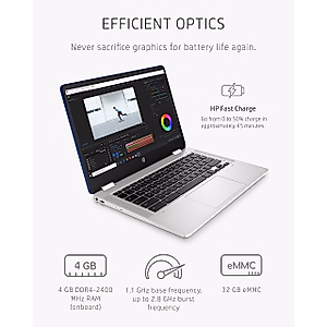HP Chromebook 360 14a 2-in-1 Laptop, Intel Celeron Processor, 4 GB RAM, 32 GB eMMC, 14” HD (1366 x 768) Chrome OS, Webcam & Dual Mics, Work & Play with Long Battery Life (14a-ca0060nr, 2021)
