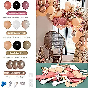 KUYT Balloon Arch Garland Kit,Blush Rose Gold Balloon Garland Double-Stuffed balloon arch stand for Retro Boho Wedding Baby Shower Bridal Engagement Anniversary Graduation Birthday Decorations