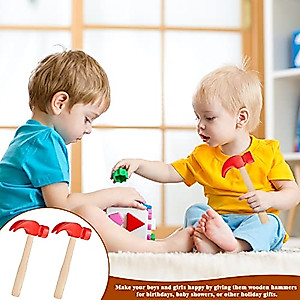 Deekin 16 Pcs Wooden Hammer Toys Hammer Peg Simulation Hammers Maintenance Toy Tools Educational Toys for School Gift Birthday Party Games (Red, Hammer)