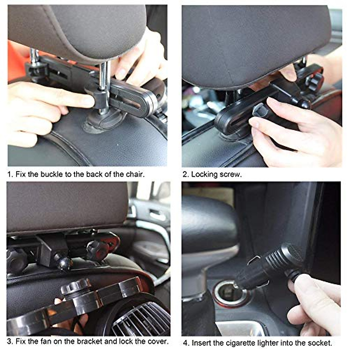 Car Fan 12V Automobile Cooling Fan for Backseat, Portable Cigarette Lighter Plug Car Seat Fan 360 Degree Dual Head Rotatable with Stepless Speed Regulation for SUV, RV, Van, Vehicles