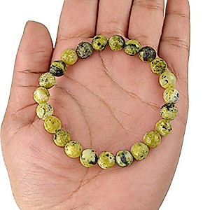 Aleafa Armlet Presents Natural Serpentine Bracelet Crystal Stone 8 Mm Diamond Cut Bead Bracelet for Reiki and Crystal Stones (Color : Green) #Aport-4513