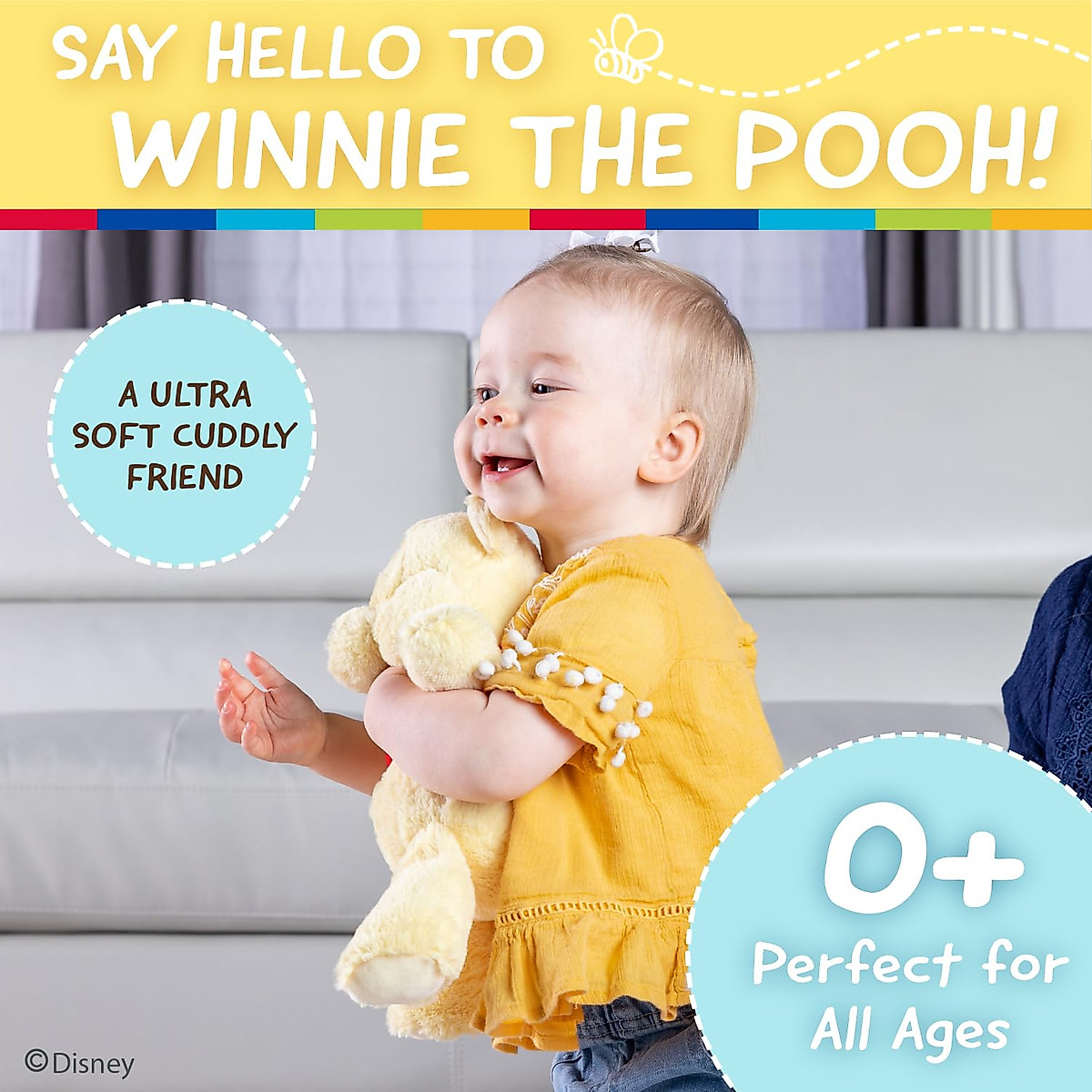 KIDS PREFERRED Disney Baby Winnie the Pooh and Friends Stuffed Animal with Jingle and Crinkle, Pooh 9”, Standard Safe for All Ages