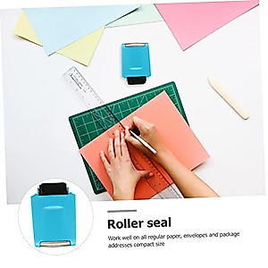 NUOBESTY 4 Pcs Seal Postage Stamps Forever id Stamp Roller Confidential Ink Stamps Identity Roller Identity Prevention Postal Stamp Privacy Hand- held Rollers Protection Plastic Material