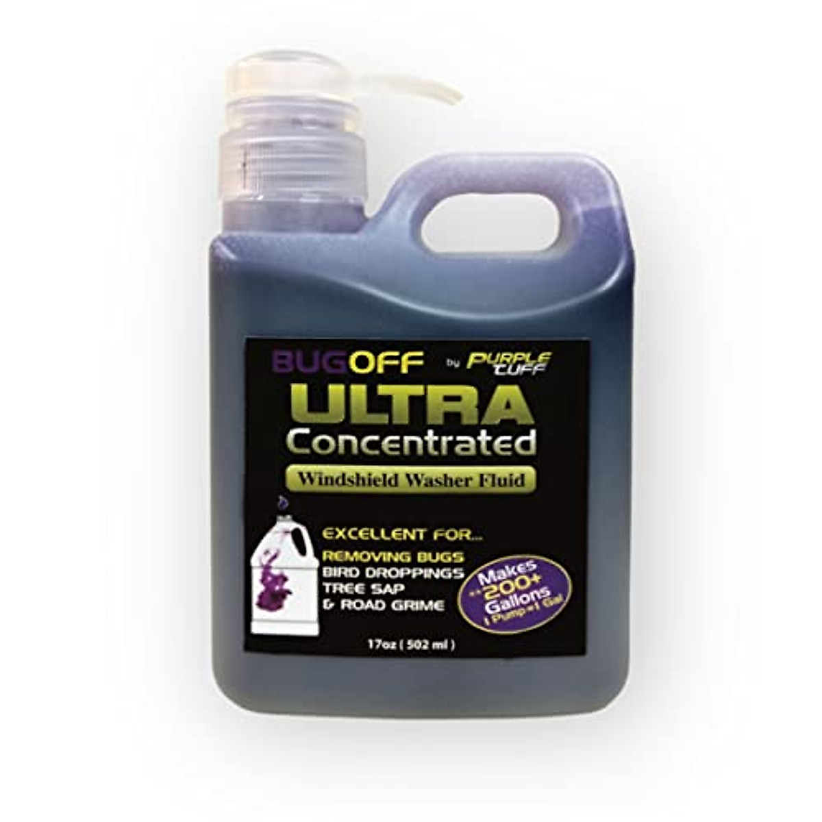 BUGOFF Windshield Washer Fluid Ultra-Concentrated (Professional 200+ Gallons)