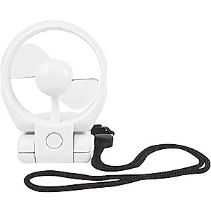 Mini Air cooling fold fan .3 speed control travel mini size hanging on the neck white