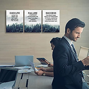 Canvas Wall Art Success Quote, Office Wall Art, inspirational wall art Large Poster, motivational wall art Positive Motivational Set of 3 Prints, Execute Failure Definition, Inspirational poster Print 11.5" x 15" 3 Pieces A-273