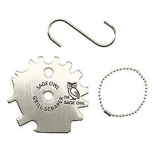 Sage Owl BBQ Grill Scraper Tool - Gadgets for Women - Dishwasher Safe Bristle Free BBQ Grill Brush Alternative - Mens Stocking Stuffer Ideas