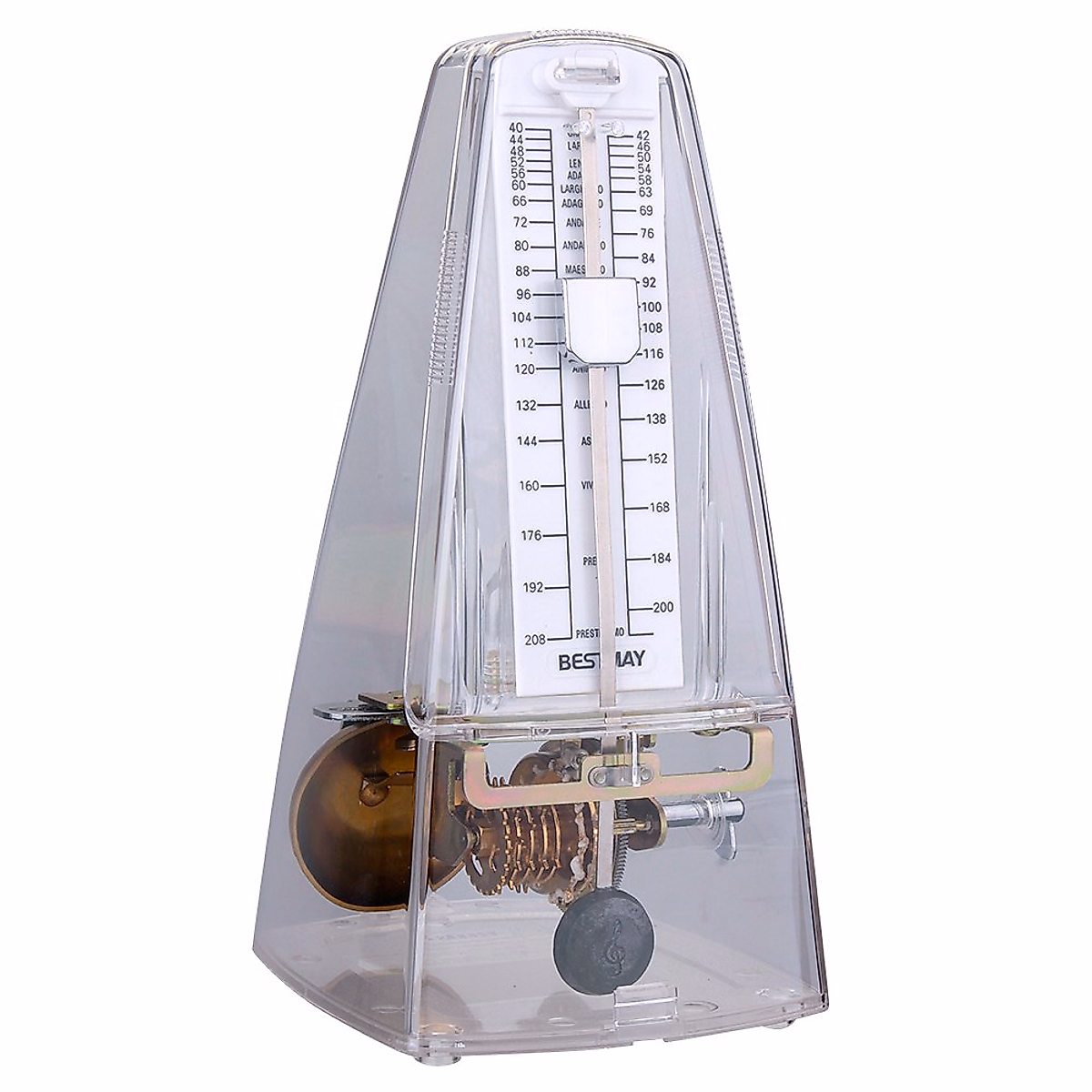 High Accuracy Piano Mechanical Metronome for Violinist Ukulele Player, Transparent White