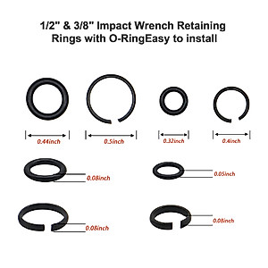 RURBRIN 10 Sets of 1/2 inch & 3/8 inch Impact Wrench Retainer Rings with O-ring, Compatible With Electric Wrench/Pneumatic Wrench