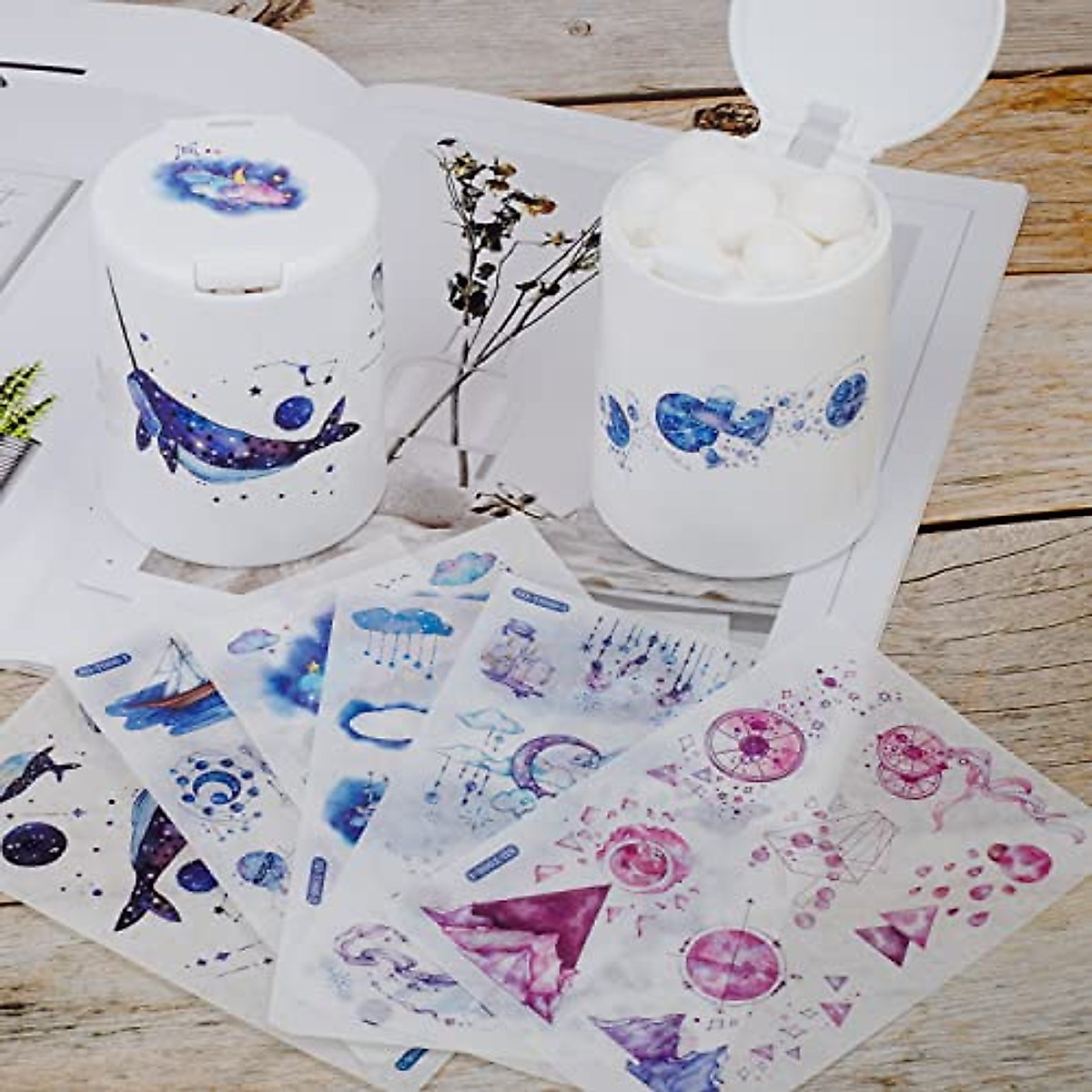 LYroo 2 Pack Qtip Holder Dispenser for Cotton Ball,Cotton Swab,Cotton Round Pads,Floss White Plastic q tip holder Jar with lids Set for Bathroom Bedroom Storage