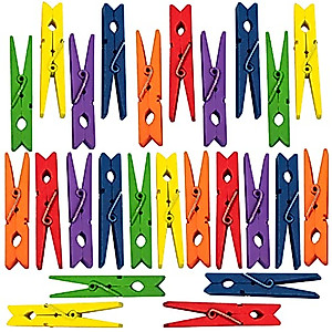 Dazzling Toys Wooden Clothes Pins – Set of Colorful Clothesline Clips, Christmas Card Holder, Photo Display, Tiny Art Crafts, Home & Outdoor Decorations, Clothespins for Hanging Cloth in Garden (50)