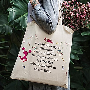 Paterr 2 Pack Cheer Bags for Cheerleaders Cheerleading Gifts Canvas Tote Bag for Women Teams Goodie Stuffers Party Supplies(White)