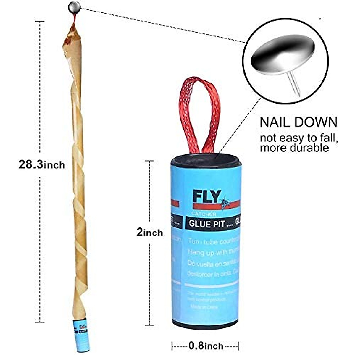 Dwcom 20 Pack Sticky Fly Traps Hanging, Fly Paper Strips Fly Ribbon Catcher Gnat Mosquito for House, Kitchen, Bullpen, Stable, Pasture