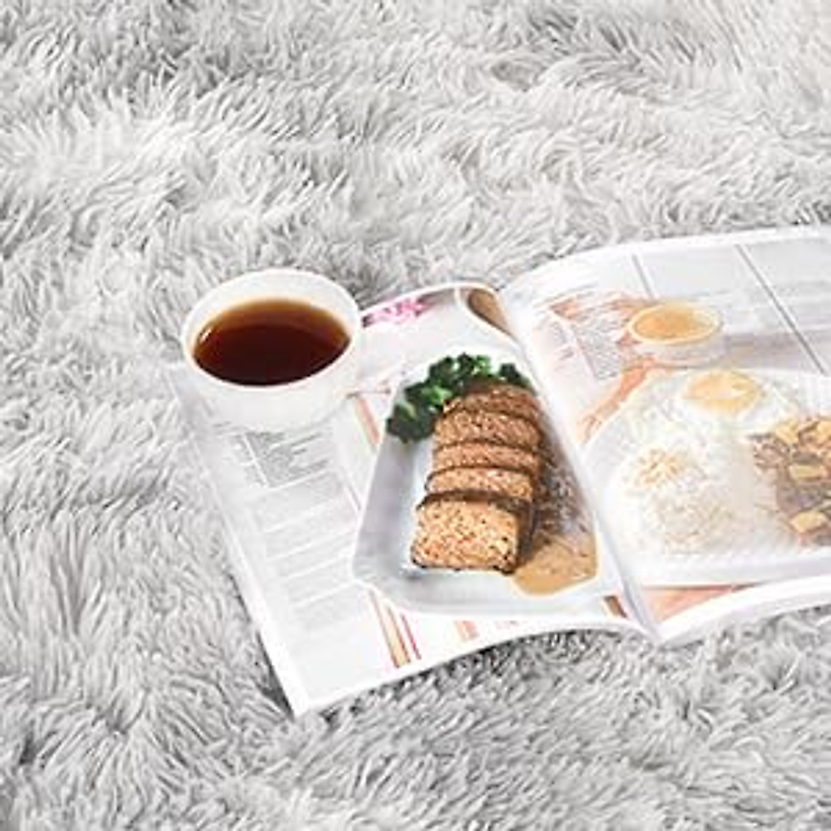 LFHHT Fluffy 5x7 Shag Area Rugs for Bedroom, Plush Fuzzy Shaggy Carpet Rugs for Living Room Classroom Nursery Home Decor, Tie-Dyed Light Grey Anti-Skid Rugs for Kids Girls Boys