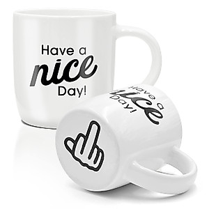 GALVANOX Funny Coffee Mug with Warmer Have a Nice Day Sarcastic Coffee Mug with Electric Heated Base - Novelty Christmas Gift Idea for Coworker/Coffee Lover, Men/Women (Gift Boxed)