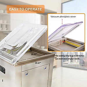 HayWHNKN Single Chamber Vacuum Packaging Machine 20inch Sealing Bar Commercial Food Vacuum Chamber Sealer Dry&Moist Food Dual