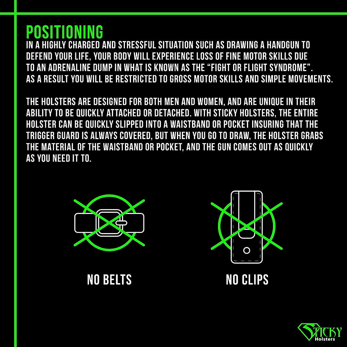 Sticky Holsters Taser Holster for Concealed Carry for Men and Women - Taser C2/Bolt - Can Fit Taser C2/Bolt - Ambidextrous Design, Inside Waistband (IWB) and Pocket Carry; Black