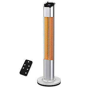 1500W Electric Infrared Standing Heater for Patio, Outdoor Portable Vertical Heater with Heating Gold Tube, LED Touch Screen Display & Remote Control, 24H Auto Shut Off and Super Quiet