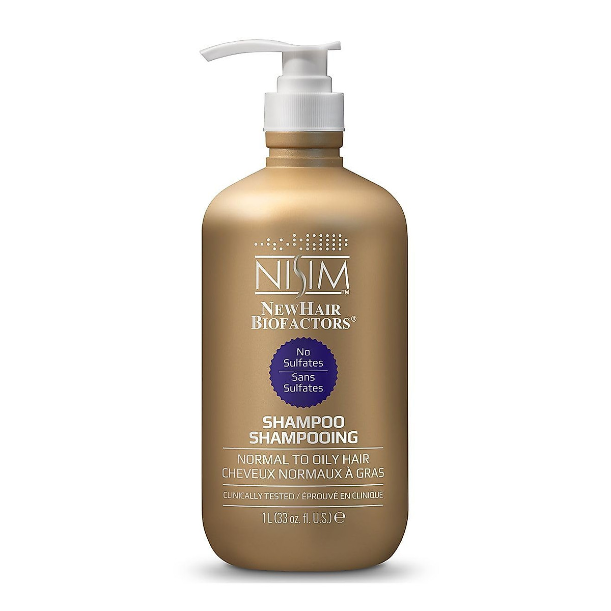 NISIM NewHair BioFactors Shampoo for Normal To Oily Hair - Deep Cleaning Shampoo That Controls Excessive Hair Loss (33 Ounce / 1000 Milliliter)