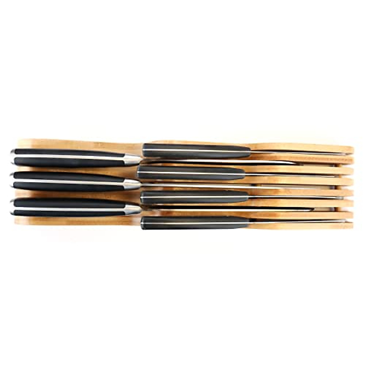 ROYALHOUSE Bamboo Knife Block Holder, In-Drawer Knife Drawer Organizer, Perfect for Home and Chefs, Premium Knife Holder, Gift for Any Occasion and Housewarming, Knives Not Included