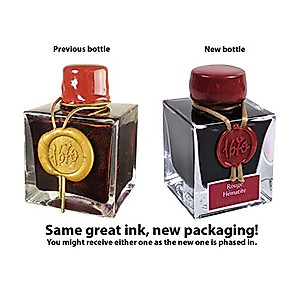 J. Herbin 1670 Anniversary Inks - Gold Sheen 50 ml Bottled - Rouge Hematite (Dark Red Ink)