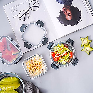 elabo 24-Piece Glass Food Storage Containers Set with Lids - Airtight Leak Proof Glass Meal Prep Containers, BPA Free Bento Lunch Boxes, Freezer/Oven/Dishwasher Safe(12 Lids & 12 Containers)