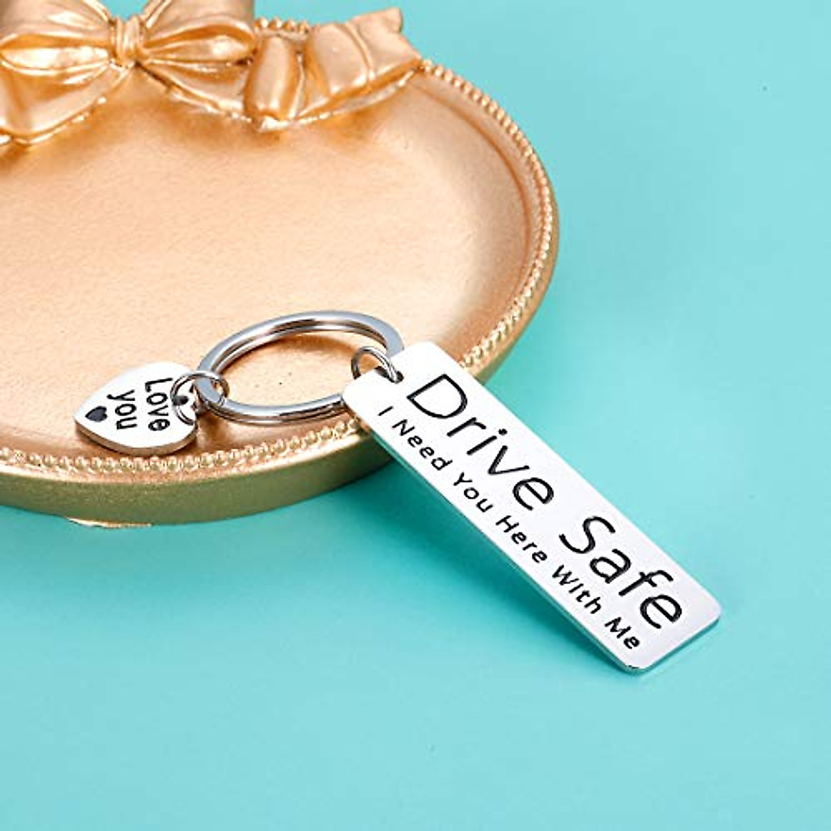 Drive Safe Keychain for Him Men Boyfriend Husband Birthday Father's Day Gifts Dad from Son Daughter Wife Girlfriend Brother Sister Birthday New Driver Gifts for Him Her Stocking Stuffers