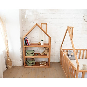 BUSYWOOD Montessori bookshelf Organizer for toddlers, Wood Bookcase, Kids Wooden Shelf, Multi-Level Toy Shelf, Modular Storage Shelves