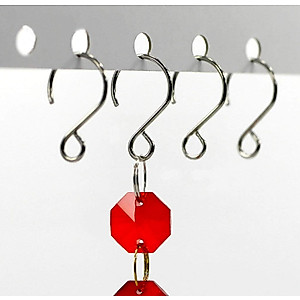 [80 Pack] Crystal Bead Curtain S Shape Hook 25mm Mini Stainless Steel Wire Hook DIY Jewelry Accessories Tiny Ornament Hooks for Sun Catcher Glass Ball Chandelier Pendant Christmas Tree Baubles