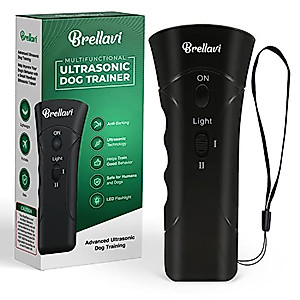 Brellavi Anti-Bark Dog Training Equipment and Barking Control Device, Electronic Clicker Trainer for Walking, Jogging, and Aggressive Behavior, Handheld and Portable (Black)